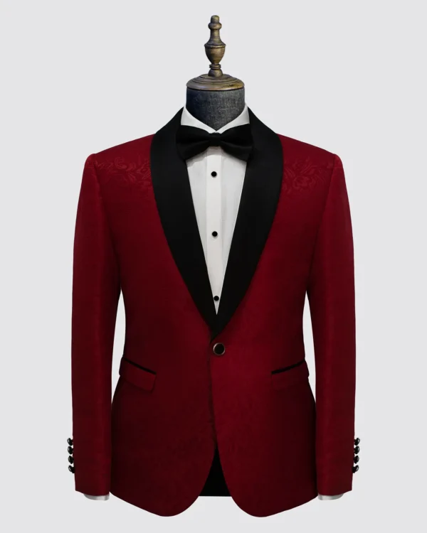 BV Red Paisley Shawl Lapel Tuxedo – Black Jacket Suiting
